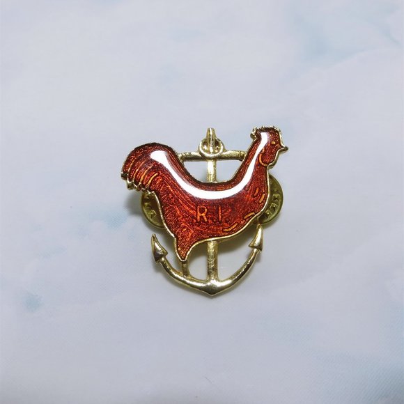Other | Retro Vintage Rhode Island Red Gold Plated Enamel Anchor Pin ...